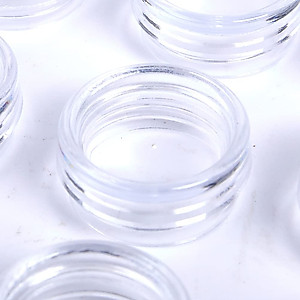 BeyBoss 50Pcs Mini Cosmetic Jar with Lids Clear Small Sample Pots Empty Travel Containers for Cosmetic Nails Creams Lipsticks Ear Studs(2.5g/2.5ml)