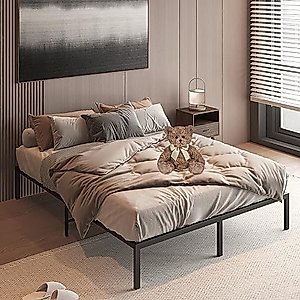 Anwickmak Metal Platform Bed Frame, Strong Metal Structure, Sufficient Storage Space,Box Spring,No Easy Assembly, Full Size,Black