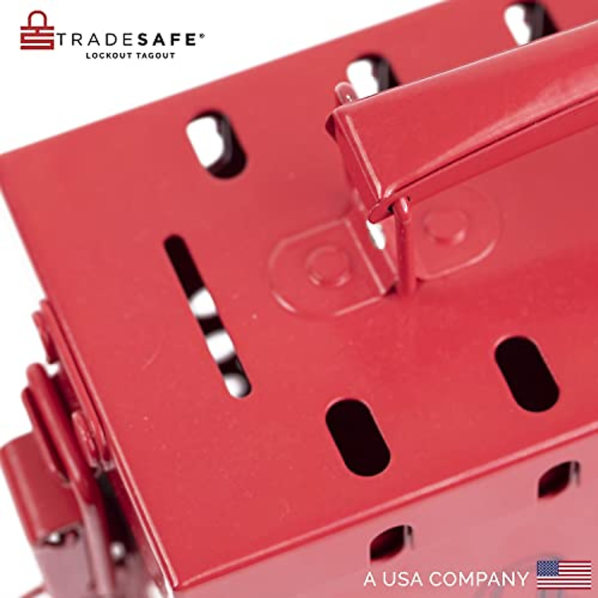 TRADESAFE Lockout Tagout Group Lock Box - Premium LOTO Group Box, 18 Gauge Steel Lockout Box, Red Lock Box for OSHA Compliant Group LOTO Procedures