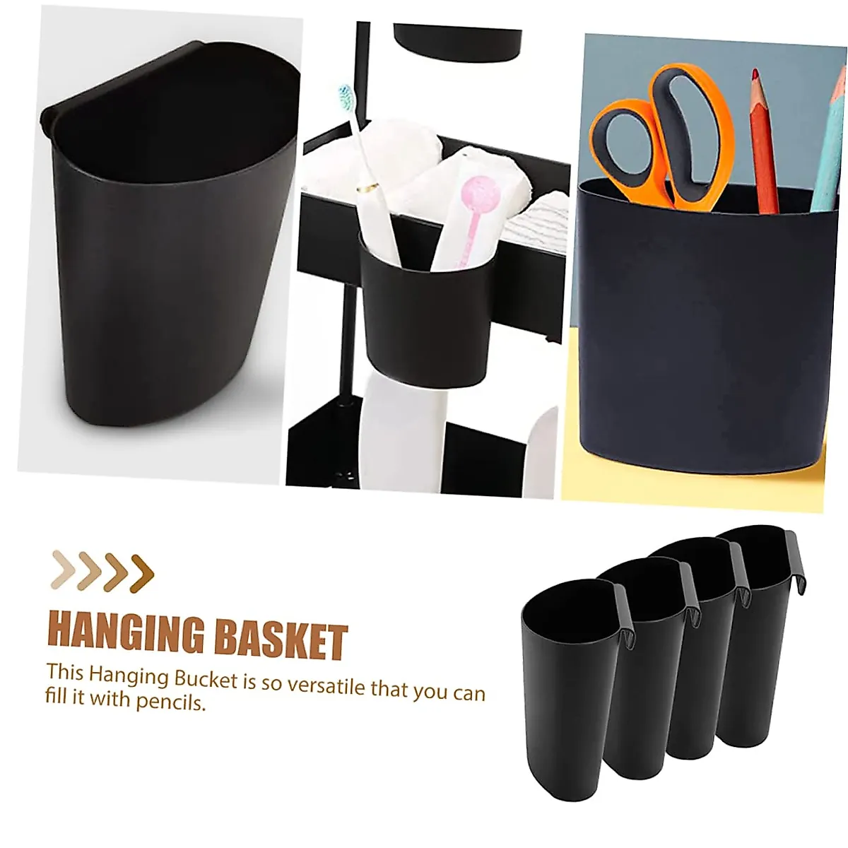 Generic 4Pcs Little Hanging Bucket for Rolling Cart Portable Storage Basket Hanging Cup Holder for Easy Organization in Kitchen Office Kids Room
