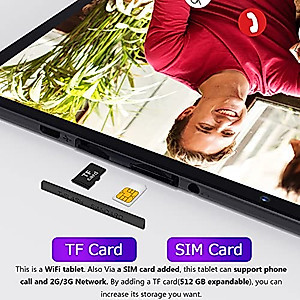 PRITOM 10'' Tablet Android 10 Phone Tablet with SIM Slot, 64GB Quad Core, IPS Touchscreen, 8MP Rear Camera WiFi GPS Bluetooth USB C, Support 3G Phone Call, Black