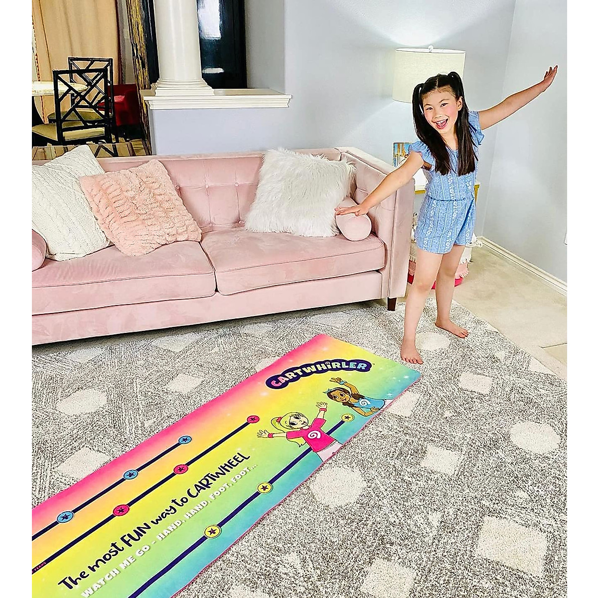 CARTWHIRLER Cartwheel Training Mats - At Home Gymnastics Mat, Toy Mats for All Kids, Yoga, Dance, And Play Mat, For Ages 4-12+, 2ft x 6ft