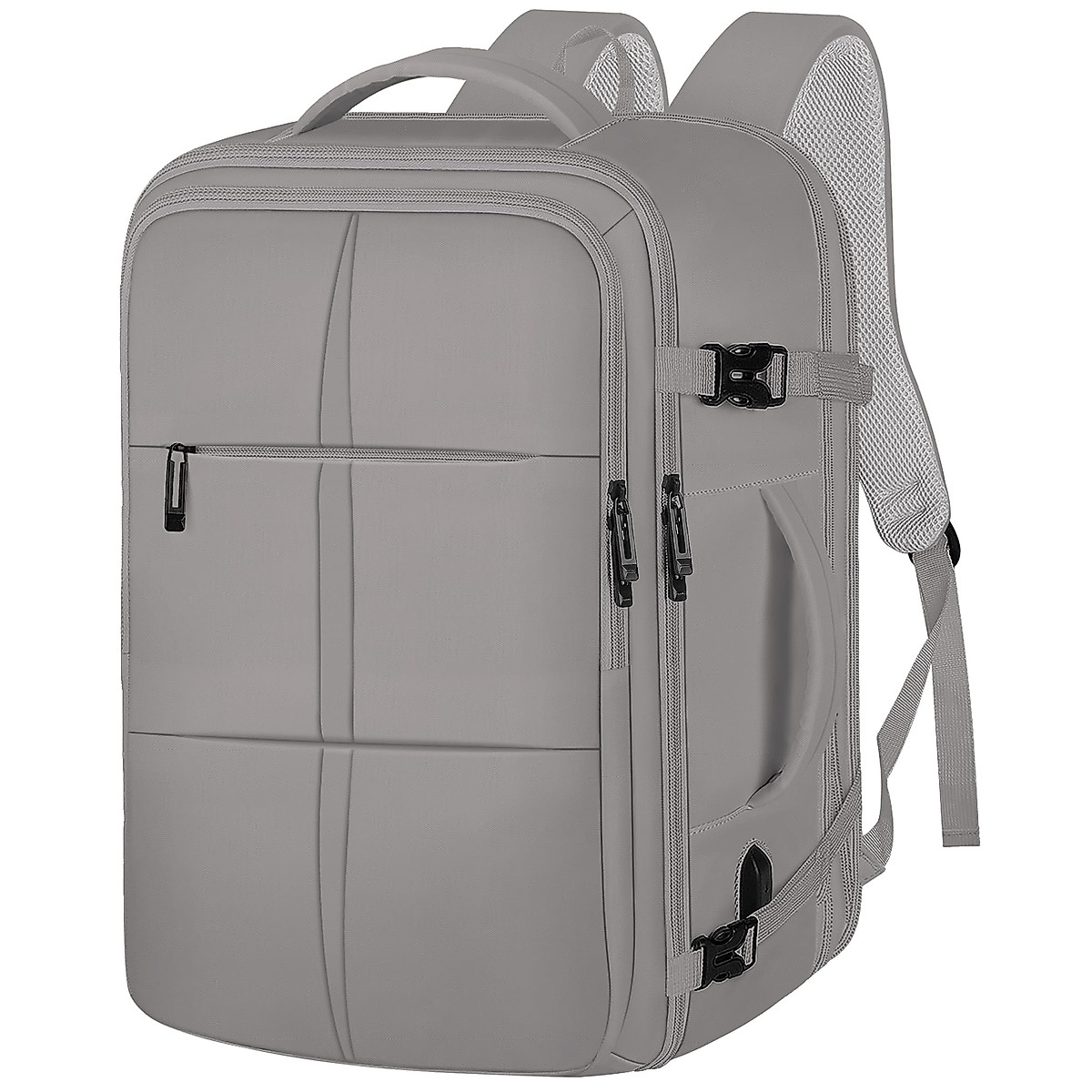 TOTWO Travel Backpack, Carry On Backpack, 40L Extra Large Backpack Flight Approved, Expandable Water Resistant Business Weekender Daypack Luggage Bag with USB Charger Port, Travel Gifts for Men, Grey