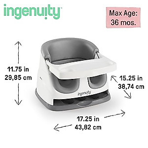 Ingenuity Baby Base 2-in-1 Booster Feeding and Floor Seat with Self-Storing Tray - Slate
