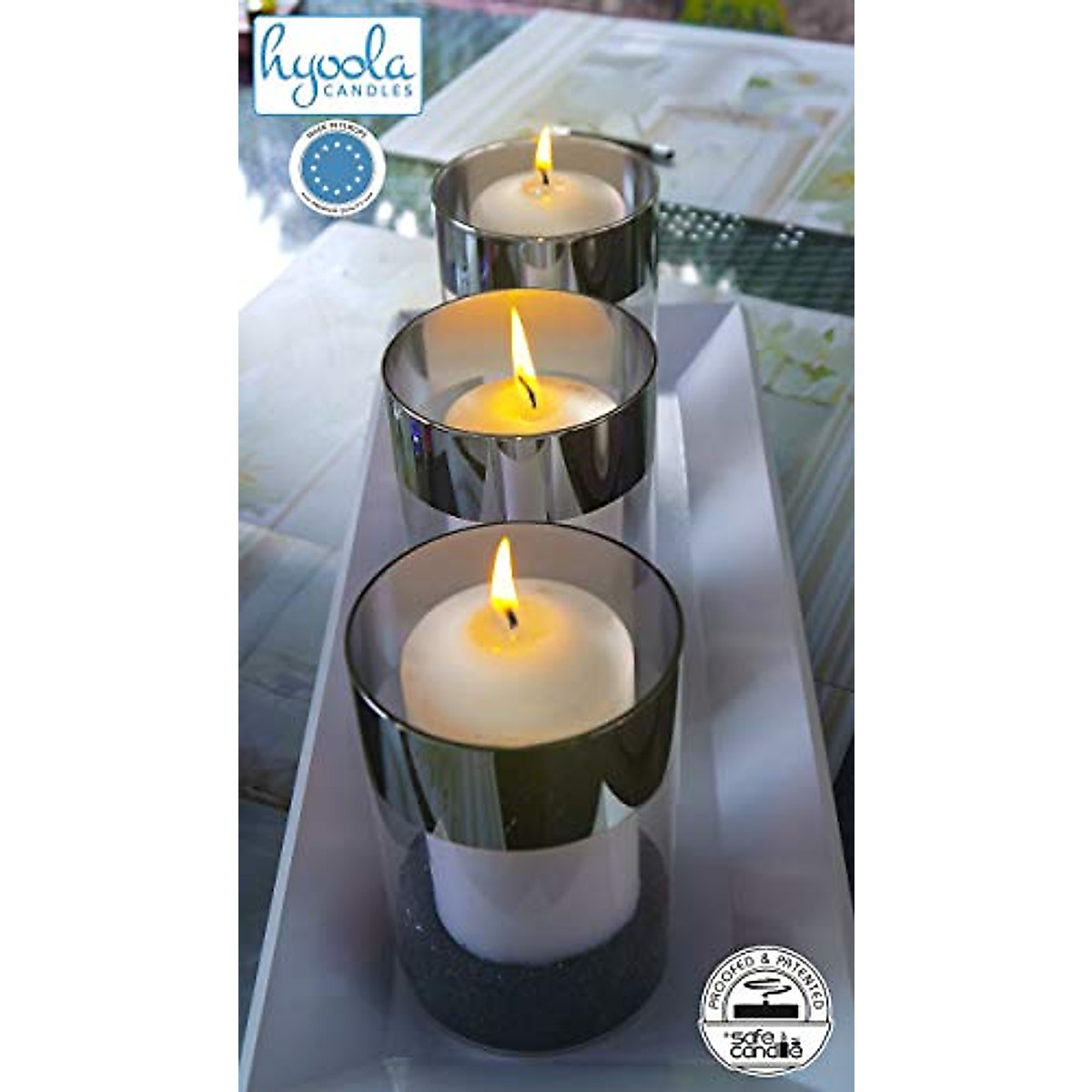 HYOOLA White Pillar Candles 2x3 Inch - 24 Pack Unscented Bulk Pillar Candles - European Made