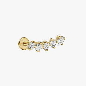 1/5 Carat Diamond Constellation Ear Crawler 14K Solid Gold Cartilage Stud Earring Helix Conch Diamond Ear Piercings Internally Threaded Flat Back (Carat 0.20ct, G-H, Clarity SI1-SI2) - Sold Separately