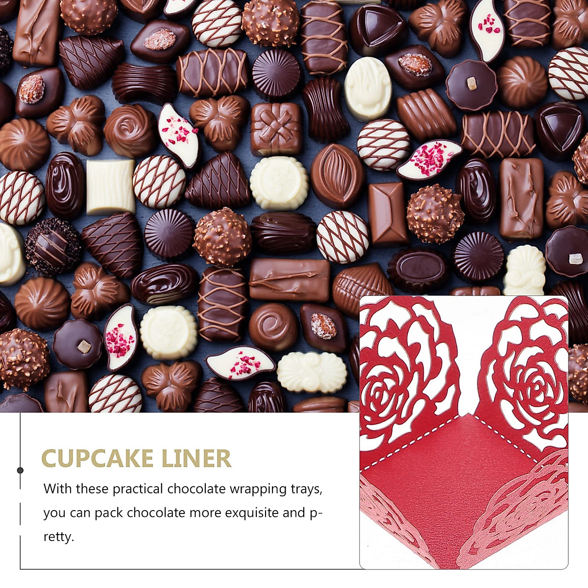 Toddmomy 50pcs Paper Candy Cups Cupcake Wrappers Artistic Bake Cake Paper Cups for Wedding Party Liners Dessert Holder（Red）