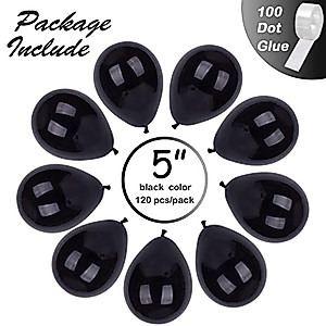 Matte Black Balloons 5 Inch 120pcs Pearl Black Balloons Black Latex Balloons for Birthday Engagement Wedding Anniversary Halloween Party Decorations, Small Balloons For Father's Day Retirement Supply