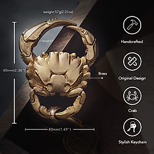 COPPERTIST.WU Crab Snap Keychain Brass Key Chain Quick Release Clip w Keyring Novelty Gifts for Men Women Car Key Decor