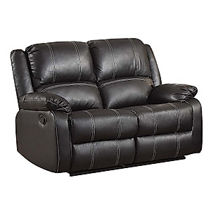 Wekuku Acme Zuriel Motion Loveseat, Black Synthetic Leather Lv52286