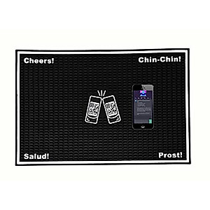 Tequixtum iM@t Bar Spill Mat for Countertop, AI in Your Home Bar with Bartend-AI, Your Own Bartender Assistant! & Cheer Up Spinning The Drink-Roulette on Your Phone/Tablet Scanning QRC Printed on Mat
