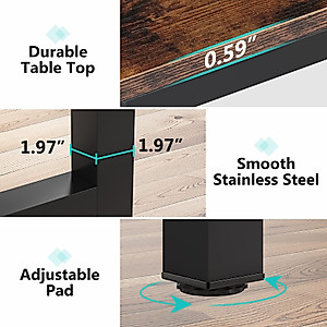 Tribesigns 6FT Conference Table, 70.8" W x 31.5" D Meeting Room Table Boardroom Desk for Office Conference Room, Splicing Board with Metal Frame, Rustic Brown/Black