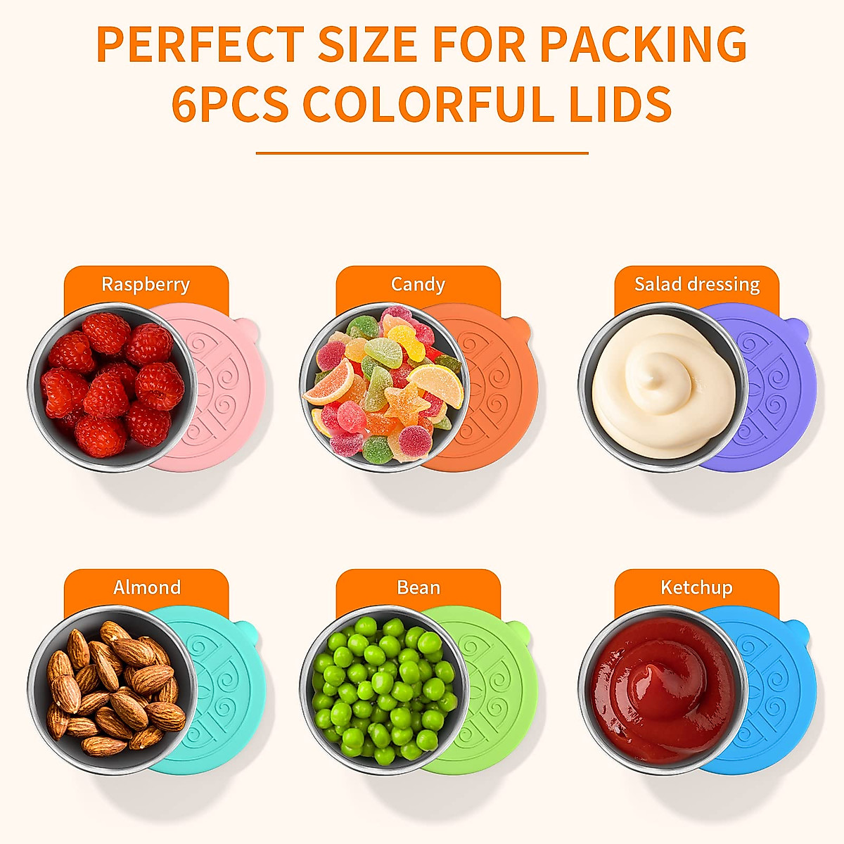 1.7 Oz/50ml Salad Dressing Container To Go, 6 Pack Small Containers with Lids, Reusable Sauce Containers for Lunch Box with Silicone Lids, Stainless Steel Small Food Containers, Leakproof, Sauce Cups