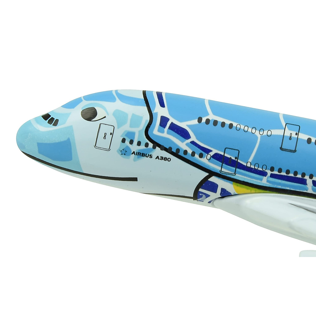 TANG DYNASTY(TM) 1:500 15cm A380 ANA Sea Turtle Metal Airplane Model Plane Toy Plane Model (Blue)