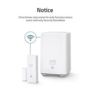 eufy Security Entry Sensor, Detects Opened and Closed Doors or Windows, Door Monitoring, Sends Alerts, Triggers Siren, 2-Year Battery Life, Indoor Use Only, Requires HomeBase, 24/7 Monitoring Optional