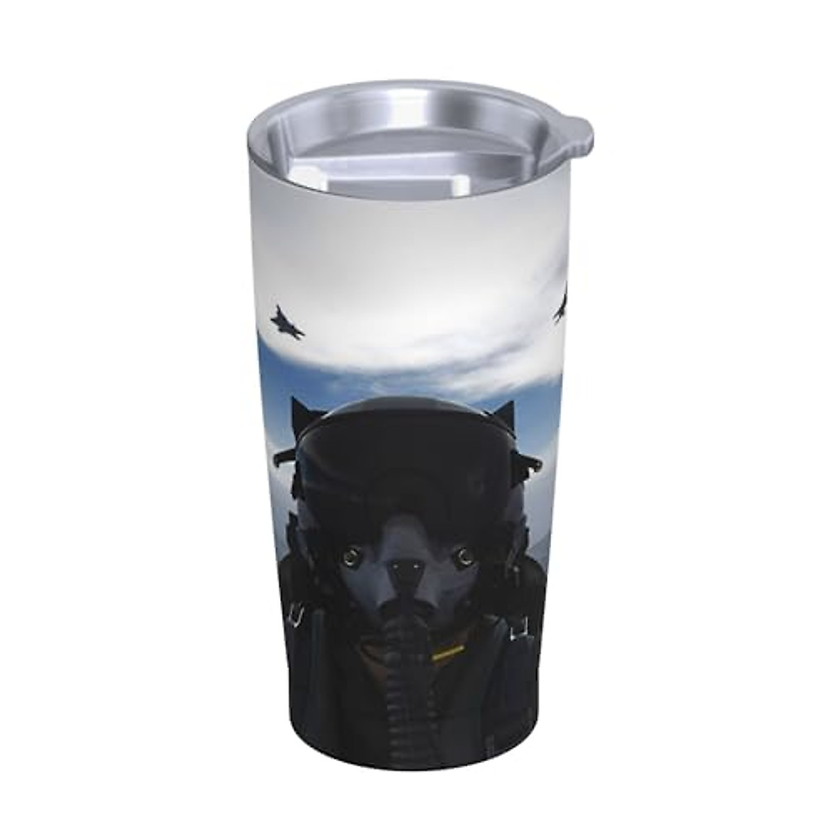 20oz Insulated Tumblers with Lids and Straws Awesome Fighter Pilot Stainless Steel Coffee Tumbler Cup Double Wall Vacuum Travel Coffee Mugs for Home, Office, Outdoor