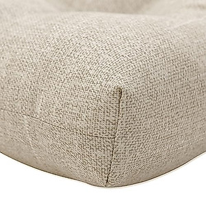 Pillow Perfect Tory Solid Indoor/Outdoor Reversible Patio Chairpad with Ties Weather and Fade Resistant, 15.5" x 16", Ivory, 2 Count