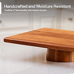 Villa Acacia Cake Stand - 16.75 x 12.75 inch Rustic Wood Table Stands for Decorating and Serving - Wooden Pedestal for Cupcake, Dessert, Fruit, Wedding & Birthday Parties - Rectangle