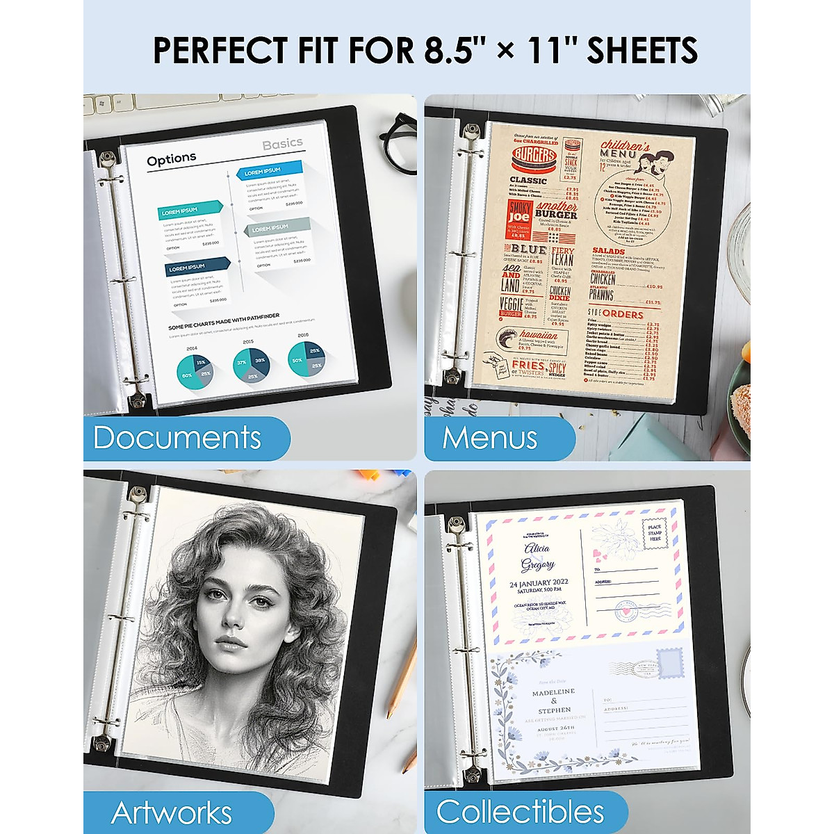 KTRIO Sheet Protectors 8.5 x 11 inch Clear Page Protectors for 3 Ring Binder, Plastic Sleeves for Binders, Top Loading Paper Protector Letter Size, 200 Pack