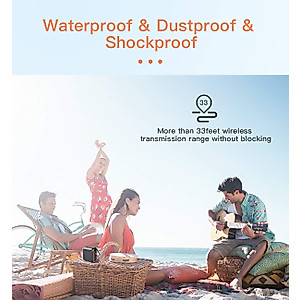 LEZII Portable IP67 Waterproof Bluetooth Speaker, Shower Speaker FM Radio with HD Sound, Mini Wireless Outdoor Speaker, TF Card SD Aux, 12H Playtime, True Wireless Stereo for Kayaking, Boating, Hiking