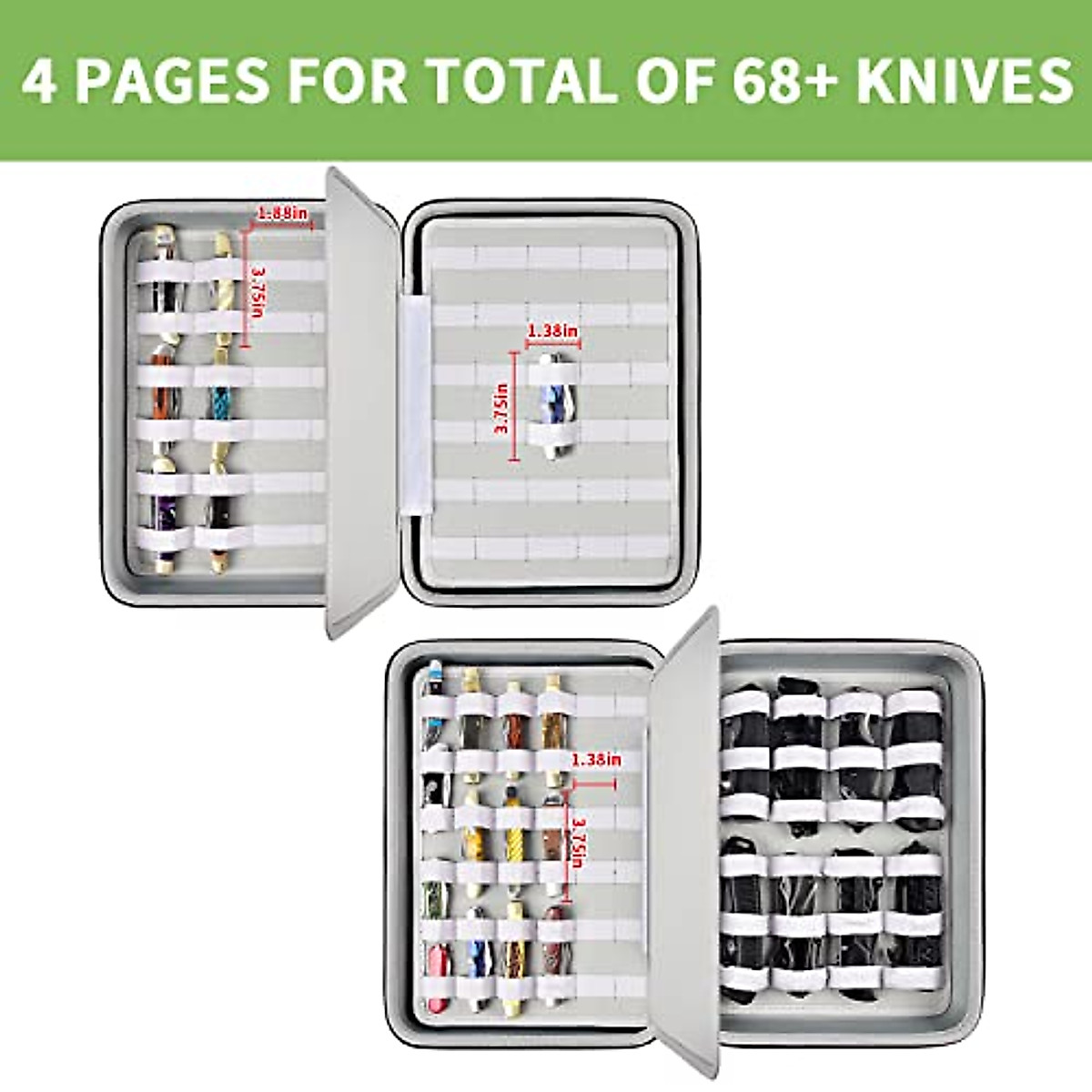 ALKOO Knife Display Case for Pocket Knifes, Knives Displaying Storage Box and Carrying Organizer Holds up to 44+ Folding Knife for Survival, Tactical, Outdoor, EDC Mini Knife (Case Only)