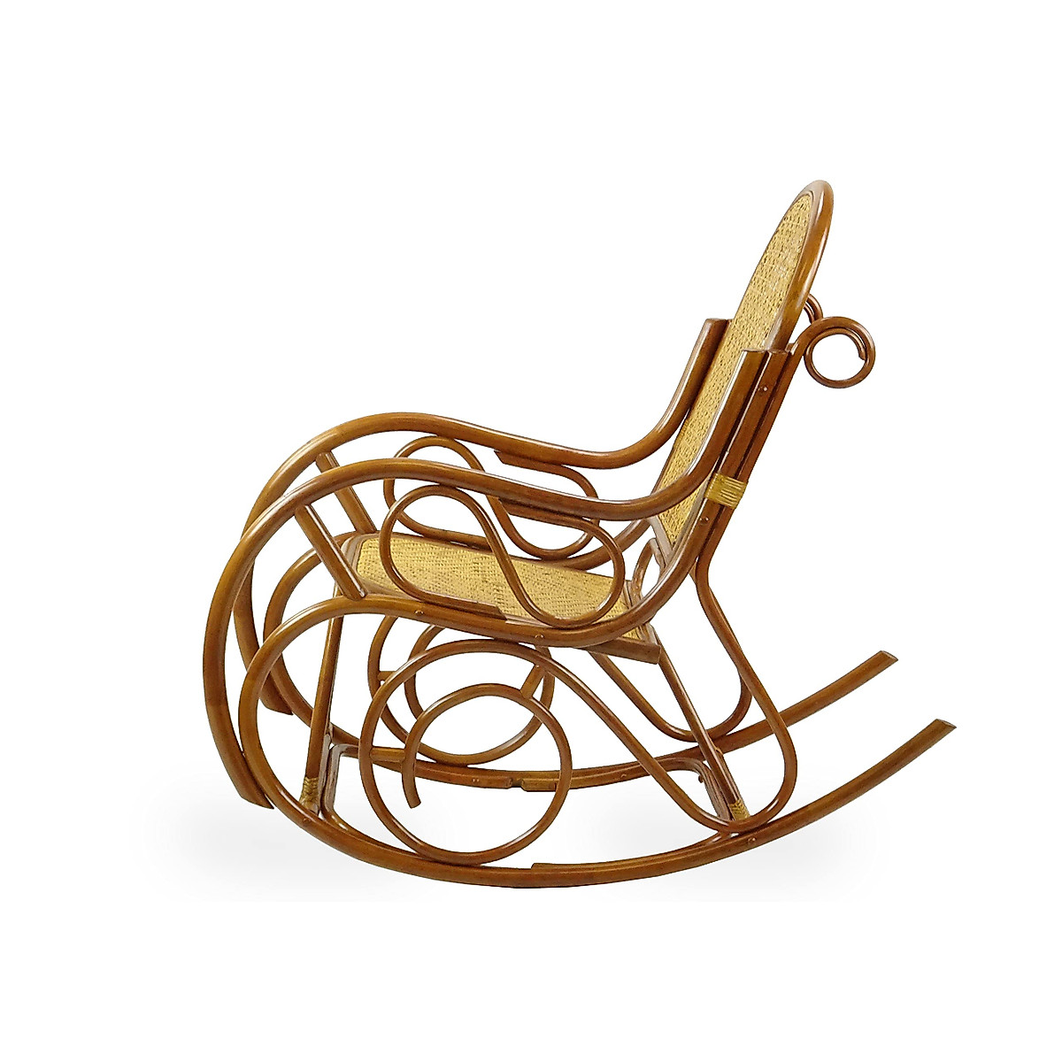 Wickerix Milano Rocking Chair, Natural Rattan Wicker Handmade, ECO, Colonial Color