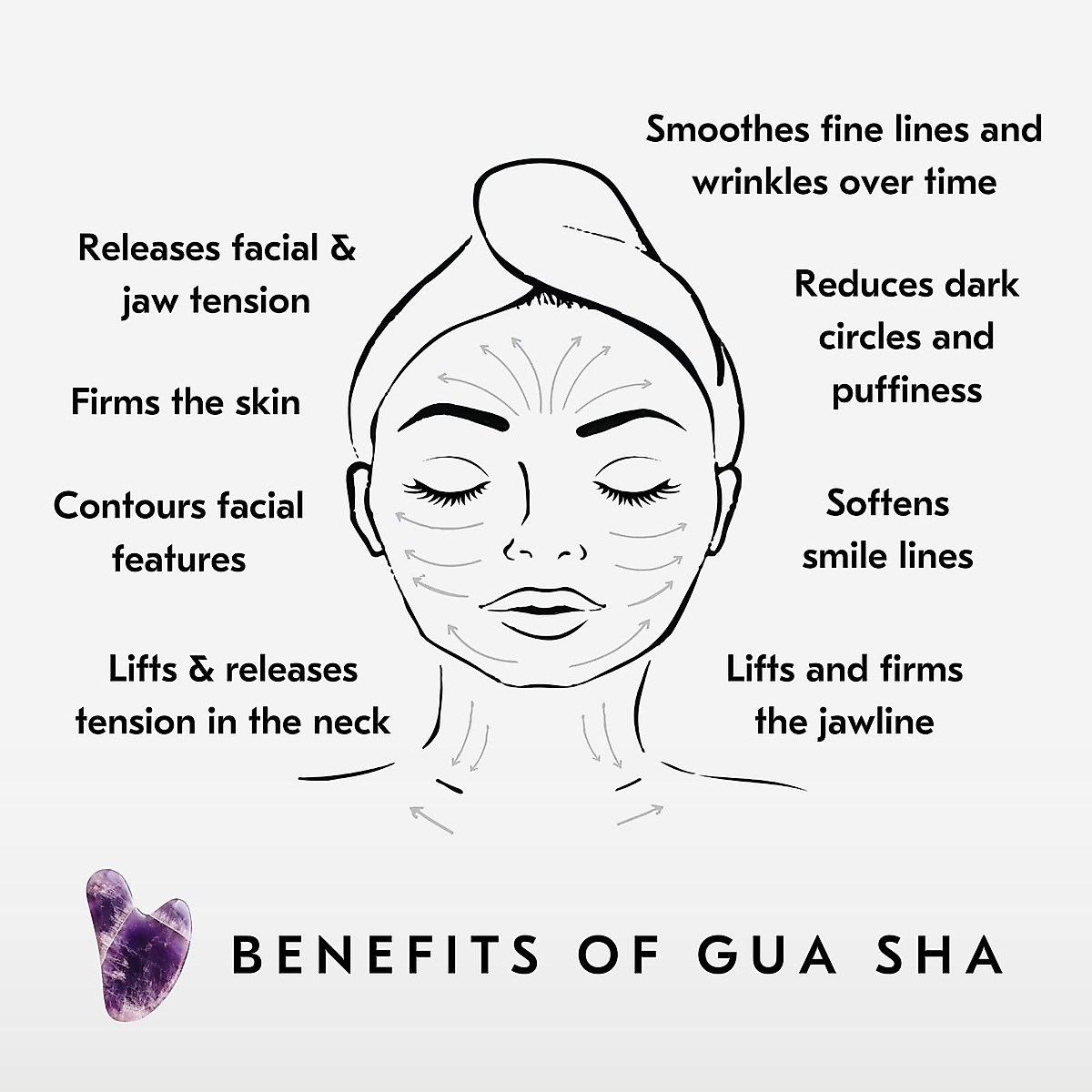 Mount Lai Amethyst Gua Sha Facial Tools, Face Sculpting Skin Care Guasha Tool for Face and Body, Self Care Facial Massager to Relieve Muscle Tension and Reduce Puffiness