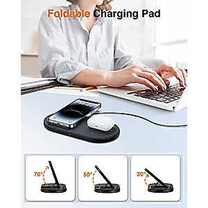 LK Wireless Charging Station, 2 in 1 Wireless Charger for Apple Charging Pad for iPhone 14 Pro/14/13 Pro/13/12, Google Pixel 7 Pro, Samsung S23 Plus Ultra/S22/S21/S20, AirPods/Galaxy Buds(No Adapter)