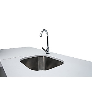 Mont Alpi MAi805-D90KEGBEVFC 44-inch 6-Burner 115000 BTU 90 Degree Deluxe Stainless Steel Gas Outdoor Kitchen Island Grill + Compact Refrigerator + 3 Beer Tap Keg Dispenser + Rotisserie Kit + Storage