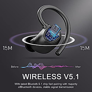 Wireless Earbud, Bluetooth 5.1 Headphones Sport Wireless Bluetooth Earphones in Ear Noise Cancelling Earbud with Mic Deep Bass, Earhooks Ear Buds IP7 Waterproof 48H Headset for Running Gym[2022 New]