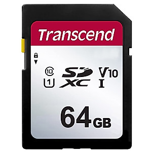 Transcend 64GB Secure Digital SDXC UHS-I Memory Card, Compatible with Canon PowerShot SX620 HS Digital Camera - Class 10, U1, 100MB/s, 300 Series - Pack of 2