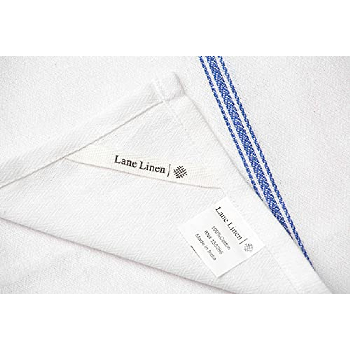 LANE LINEN Kitchen Towels Set - 100% Pure Cotton Dish Towels for Kitchen, Super Absorbent Kitchen Hand Towel, Blue Tea Towels, Soft & Durable Dish Cloths, Pack of 12 – 15”x25”, Blue Stripe