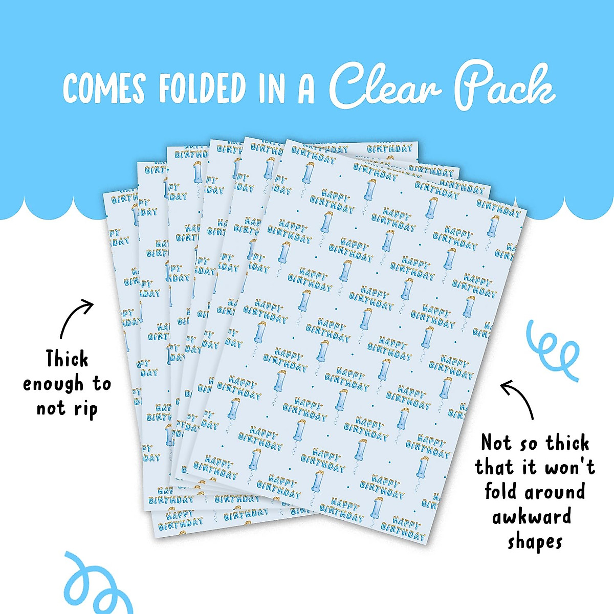 CENTRAL 23 1st Birthday Wrapping Paper Boy - 6 Sheets Blue Wrapping Paper - Happy Birthday Wrapping Paper - Comes With Stickers - Recyclable