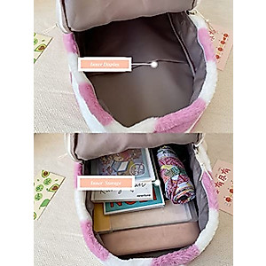 Plush Backpack Y2K Black Love Hearts Kawaii Love Heart Backpack Cute Aesthetic Backpack for School Teen Girls (Black)