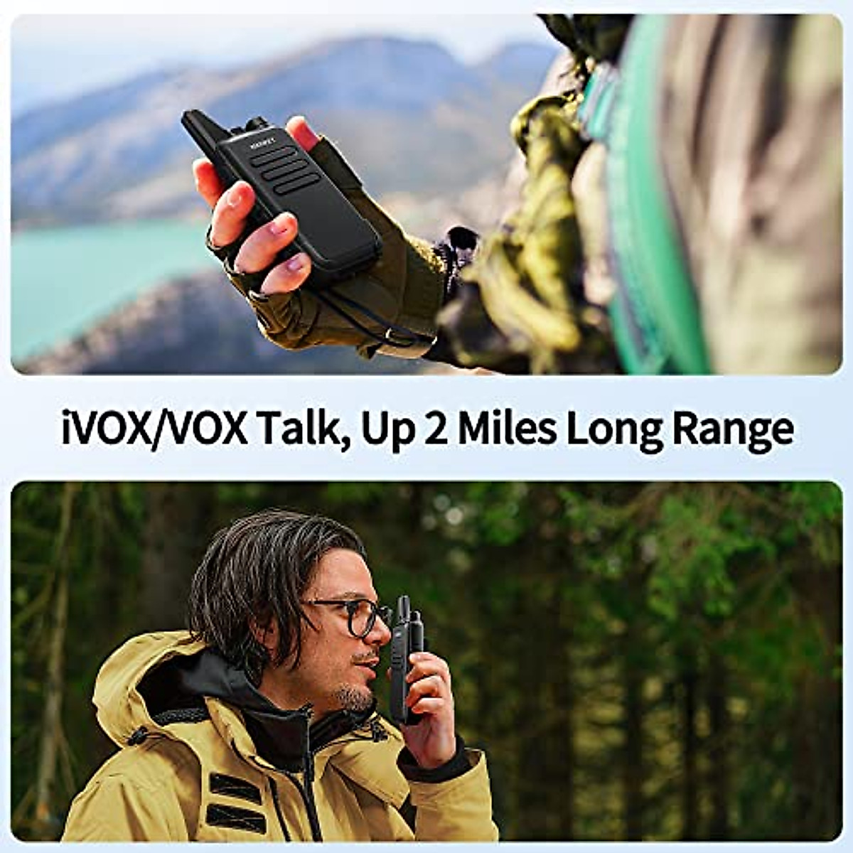 NXGKET Walkie Talkies for Adults Long Range 4 Pack, Rechargeable 2-Way Radio Walkie Talkie with 1500mAh Li-ion Battery Earpiece Charge Cable Belt Clip for Commercial Cruises Hunting Hiking