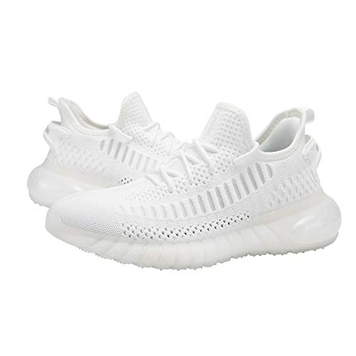 CUYIOM Men's Athletic Walking Shoes Outdoor Running Shoes Slip on Fashion Sneaker White 10