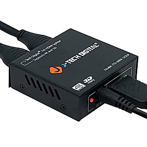 4K HDMI Splitter 1 in 2 out 1X2 Powered Splitter for Dual Monitors by J-Tech Digital Power Adaptor included [JTD-MINI-1X2SP]