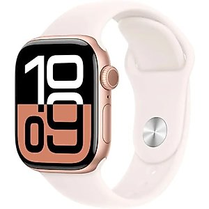 Apple Watch Series 10 [GPS + Cellular, 42mm] - Rose Gold Aluminum Case with Light Blush Sport Band, S/M (Renewed)