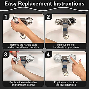 LavishStream Shower Knob Replacement for Phoenix Mobile Home Tub Knobs Replacements Hot and Cold Shower Knobs 2 Piece with 17pt Spline Point Broach Center Hole, Clear Acrylic