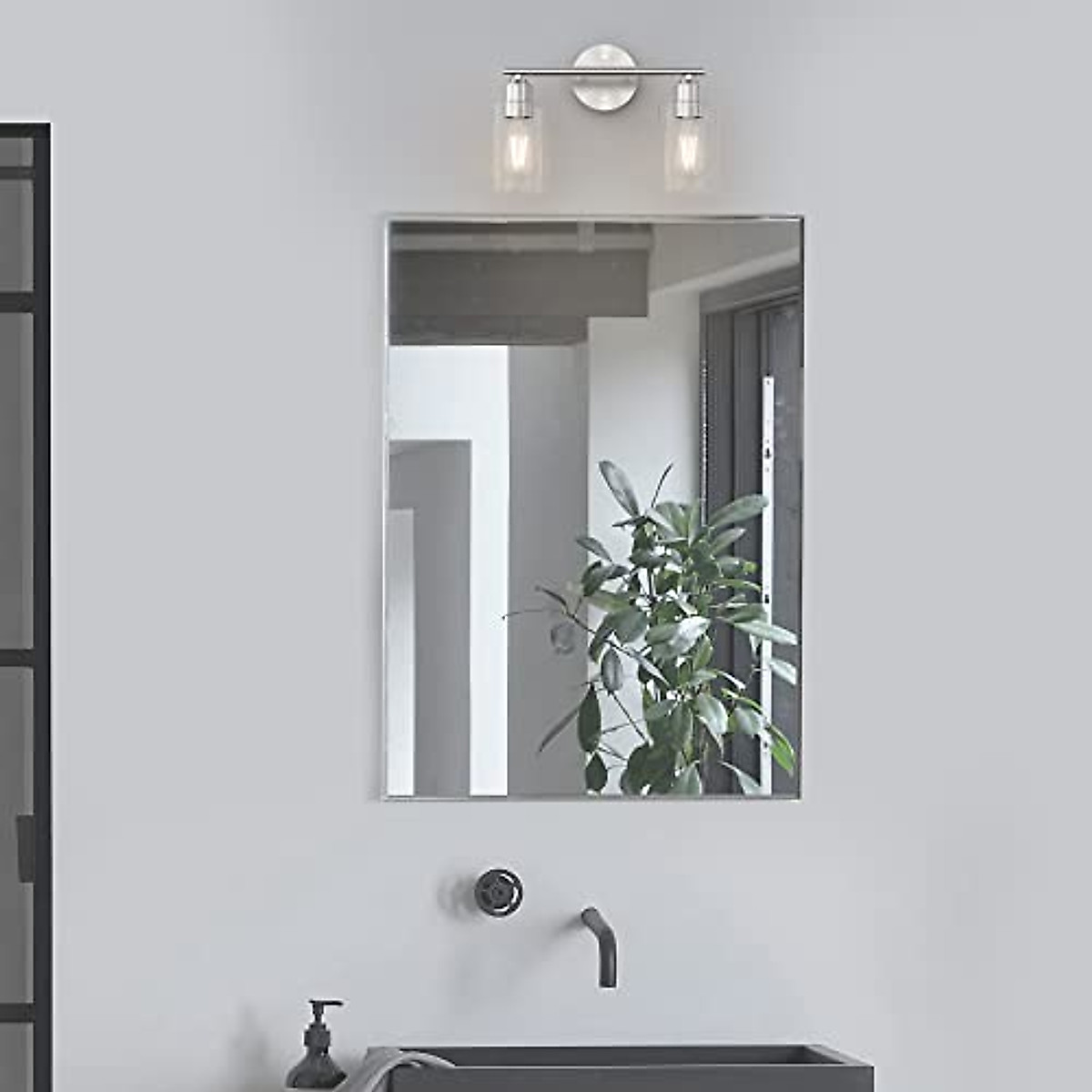 Espird Bathroom Vanity Light Fixtures Brushed Nickel, 2 Light Bathroom Light Fixture Over Mirror, UL Certification Bathroom Light Fixture, Modern Wall Lighting Fixtures with Glass Shade, E26 Socket