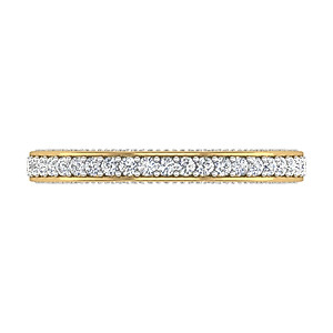 FINEROCK 1 Carat Prong Set Diamond Ladies Wedding Eternity Ring in 14K Yellow Gold - IGI Certified (Ring Size 7)
