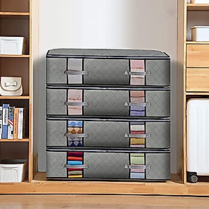 CROWN Under Bed Storage Bags (2 Pack) 8" Height| 90L, 38"x17" Clothes Organizer | Underbed Storage | Blanket Storage | Under the Bed Storage | Bedroom Organization Storage | Underbed Storage Container