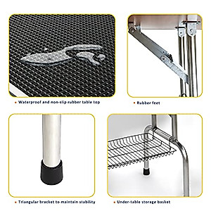 ROOMTEC 46" Dog Grooming Table,Foldable Home Pet Bathing Station with Adjustable Height Arm/Noose/Mesh Tray