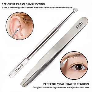 Eryu Nail Clippers Set (5Pcs), Stainless Steel Fingernail Clippers for Men & Women, with Leather Portable Travel Case, Professional Fingernail & Toenail Clippers for Thick Nails - Dad & Mom Gifts