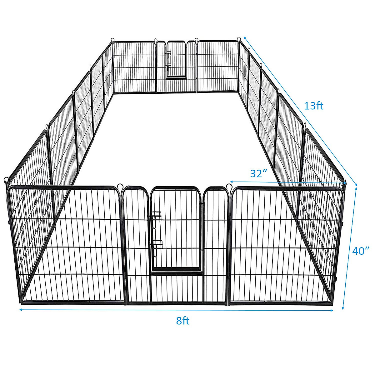 Giantex 40 inch Dog Fence with Door, 16/8 Panels Dog Playpen for Outside Large Dogs, Portable Pet Playpen Fencing Enclosures, Heavy Duty Metal Camping Dog Fences for The Yard (16 Panels, 40 inch)