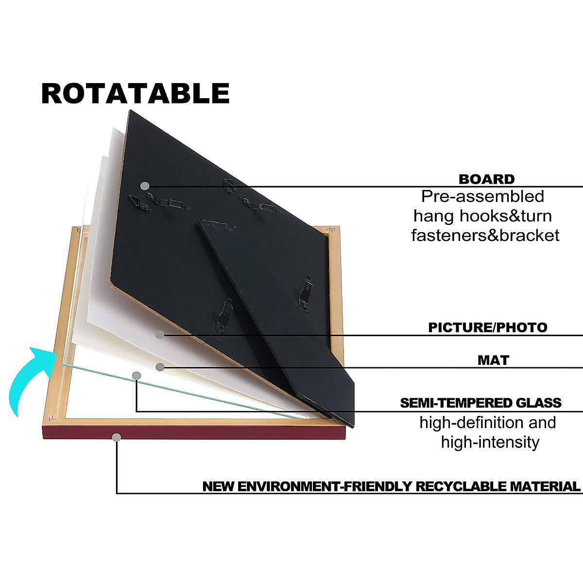 VIOLABBEY 6x8 Picture Frame Red, Photo Frame Set of 4, Display 4x6 Photo with Mat and 6x8 without Mat, Wall or Tabletop, HD Real Glass