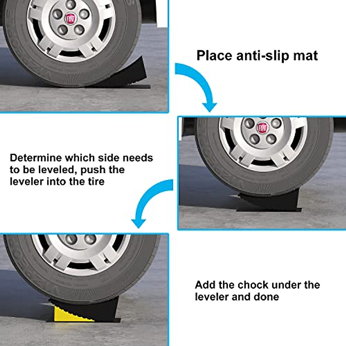 Joric RV Leveling Blocks 2 Pack Wheel Chocks RV Leveling System RV Camper Accessories for Travel Trailers with Rubber Grip Mats and Carry Bag,Can Withstand Campervans Weighing up to 50,000 lbs, Yellow
