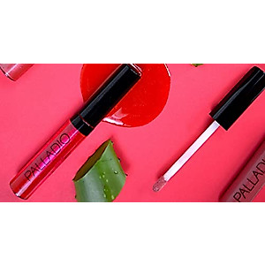 Palladio Lip Gloss, Non-Sticky Lip Gloss, Contains Vitamin E and Aloe, Offers Intense Color and Moisturization, Minimizes Lip Wrinkles, Softens Lips with Beautiful Shiny Finish, Clear