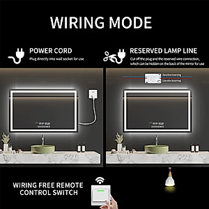 GESIPOR 60"x36" Bathroom LED Mirror with Wireless Speaker Wall Switch - Lighted Vanity Mirrors for Bathroom Wall Mounted Backlit, Dimmable Light 3000K/6000K Anti-Fog Makeup Smart Mirror (Horizontal)