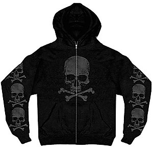 Hot Leathers mens GMZ4305 Men s Skull and Crossbones Black Hoodie, Black, X-Large US